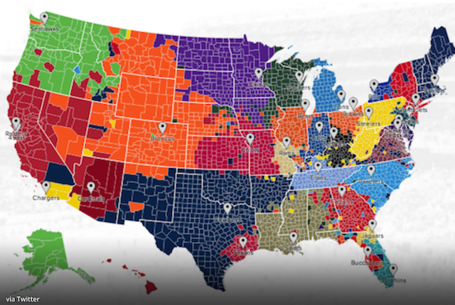 El mapa de Twitter que indica la repartición de los fanáticos de la NFL ...