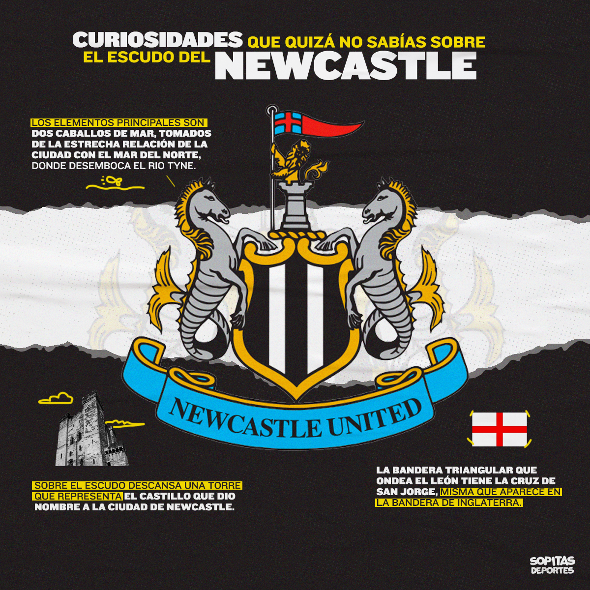La historia detrás del escudo del Newcastle United