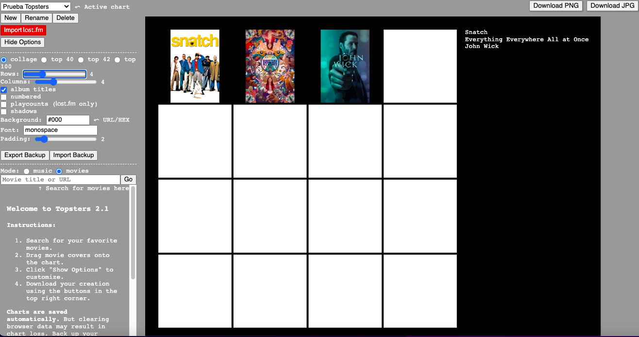 Topsters: El collage para mostrar tus películas y álbumes favoritos que ...