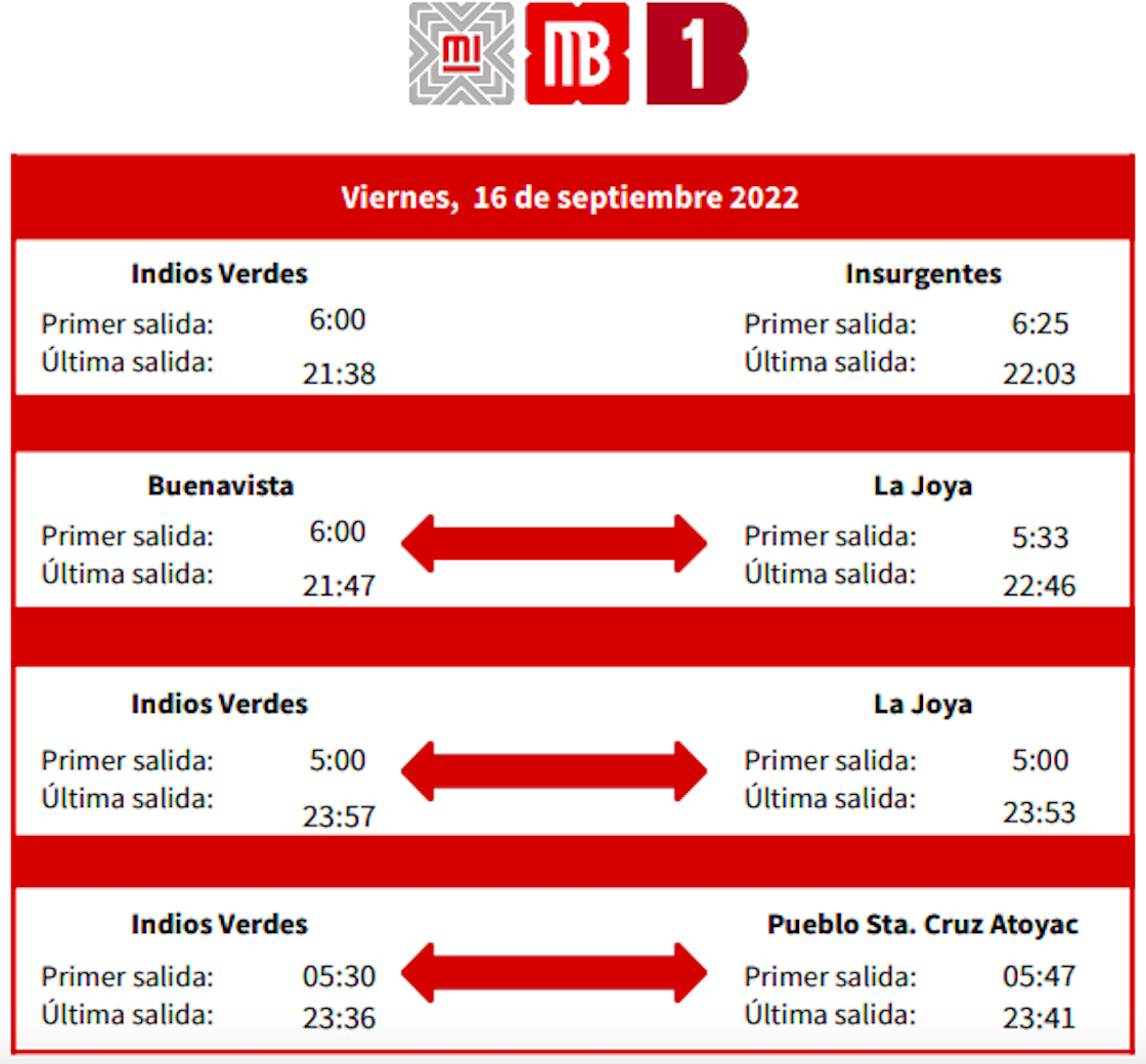 Cierres y horarios: Así funcionarán el Metro y Metrobús el 16 de ...
