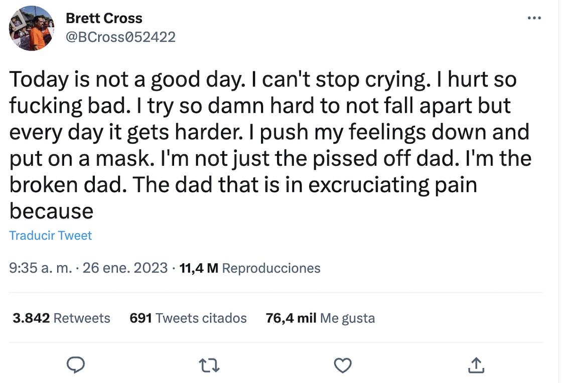 La dolorosa (pero esperanzadora) reflexión de Brett Cross, papá de ...