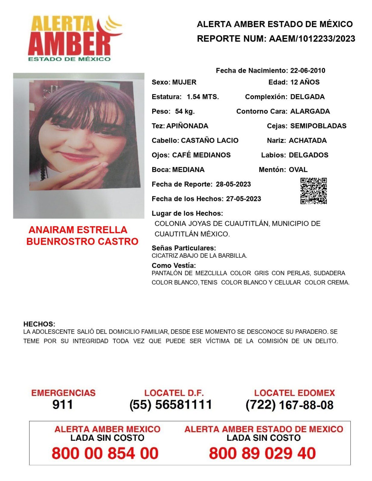 ¿La han visto? Anairam Estrella desapareció en Cuautitlán