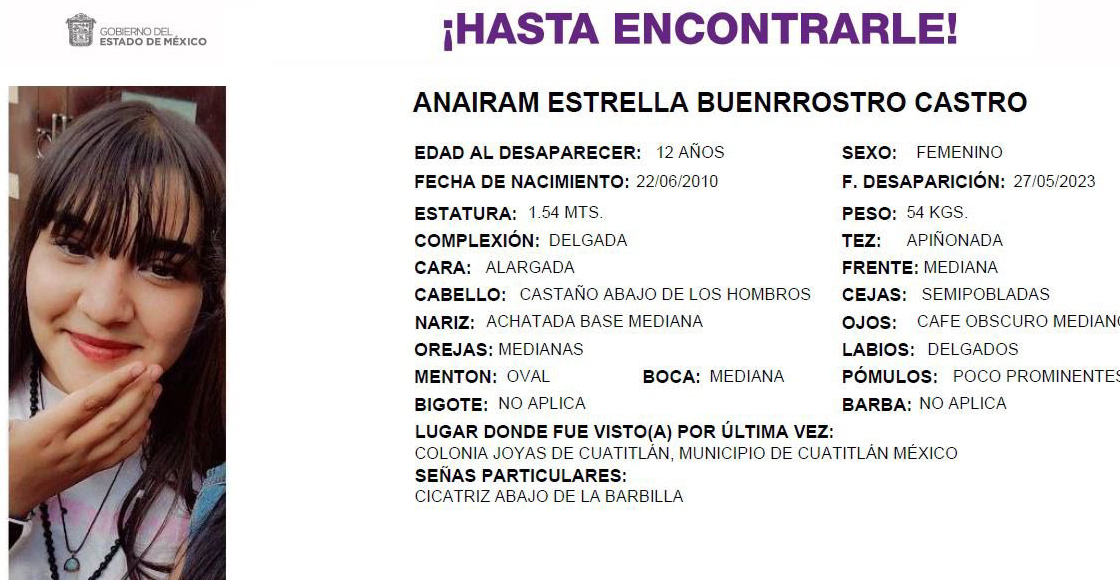 ¿La han visto? Anairam Estrella desapareció en Cuautitlán