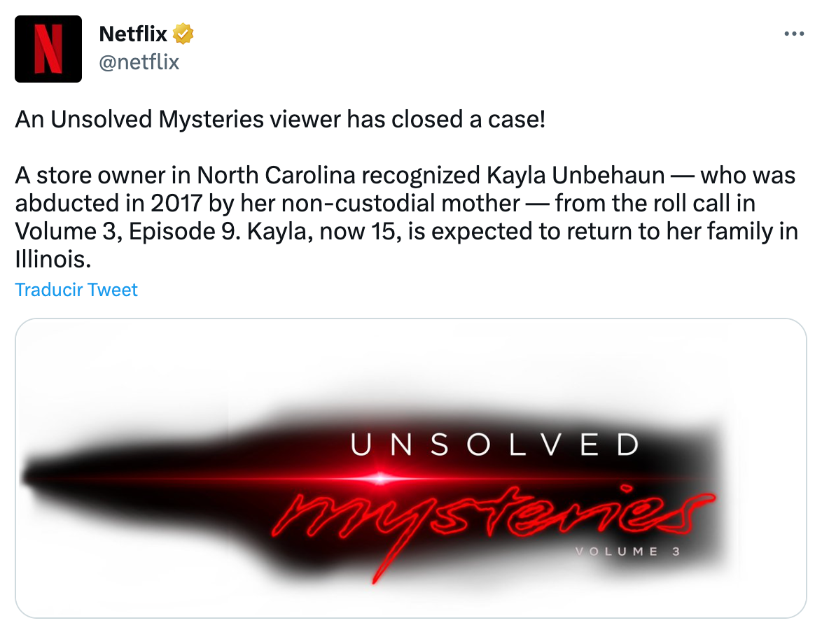 La historia de Kayla Unbehaun, la niña que fue encontrada gracias a una serie de Netflix