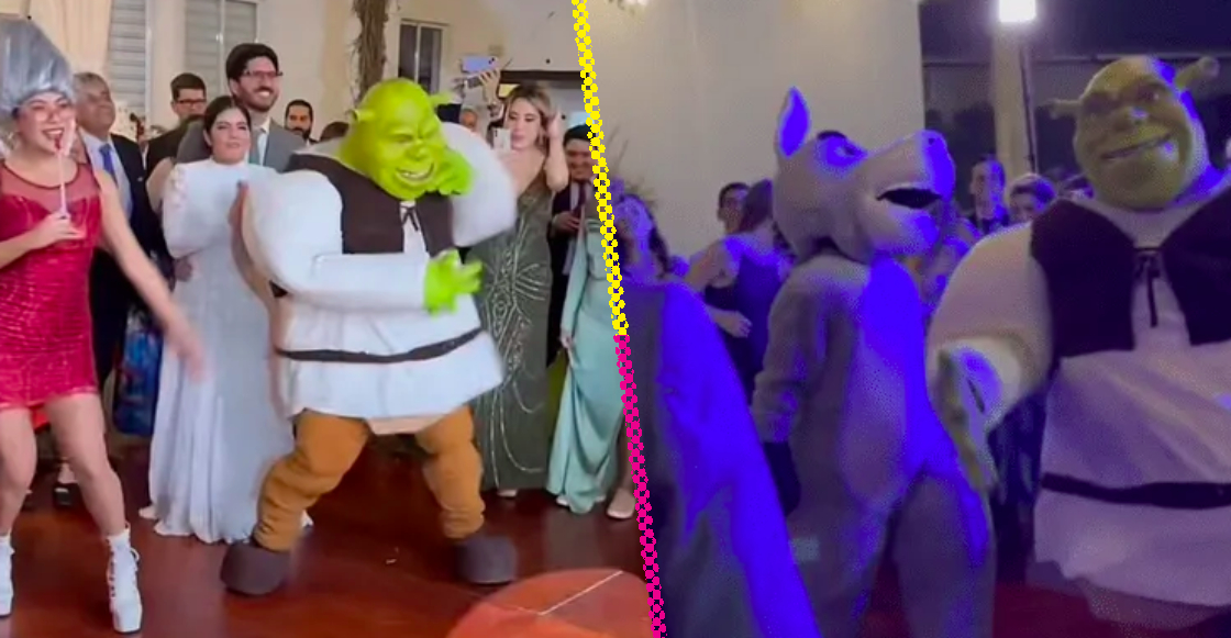 Pareja se hace viral por su boda con temática de Shrek