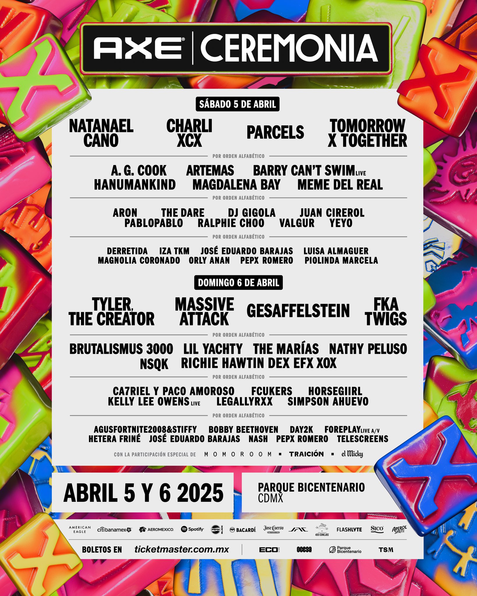 Listo el cartel por día del AXE Ceremonia 2025