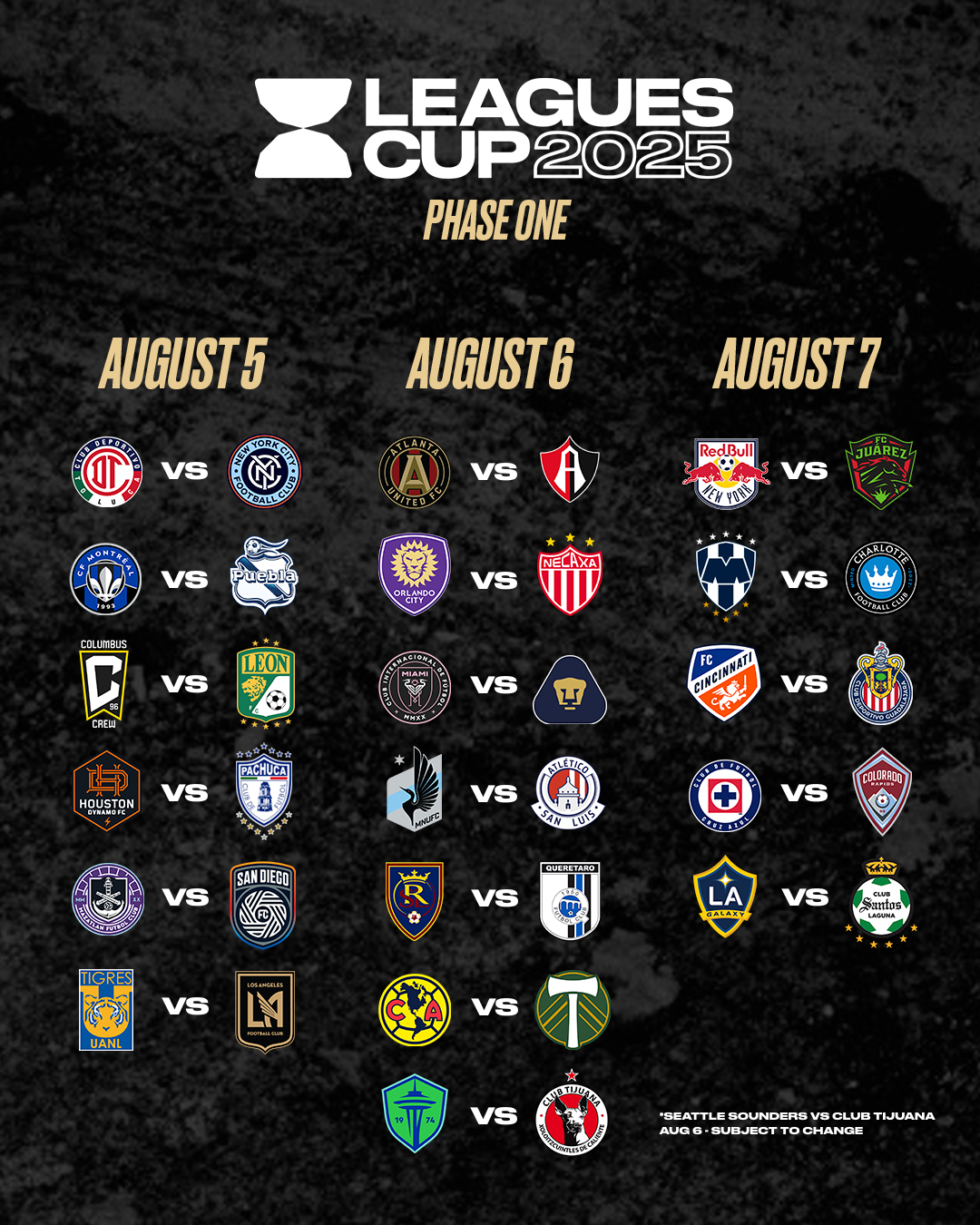 Revelan el calendario de la Leagues Cup 2025