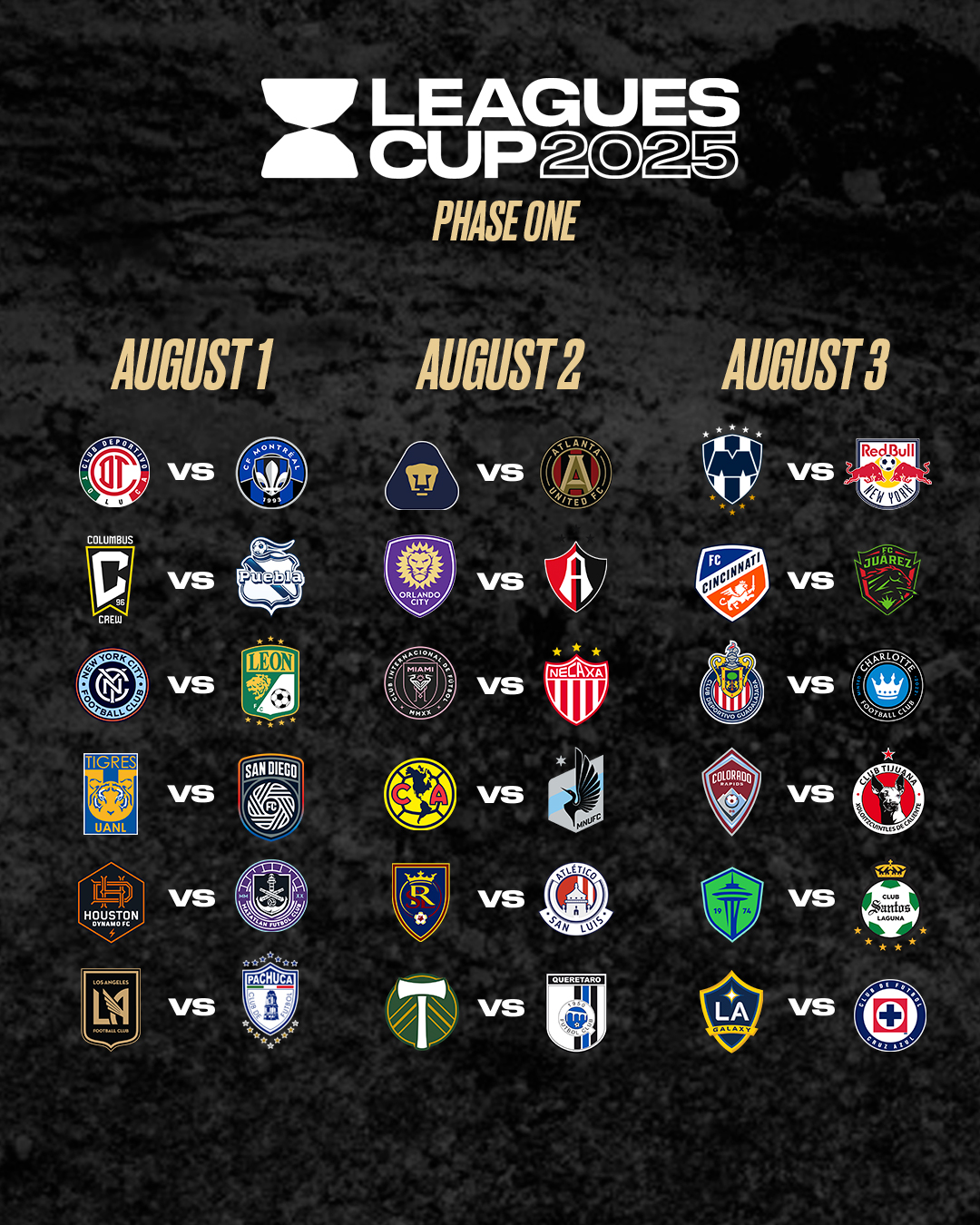 Revelan el calendario de la Leagues Cup 2025