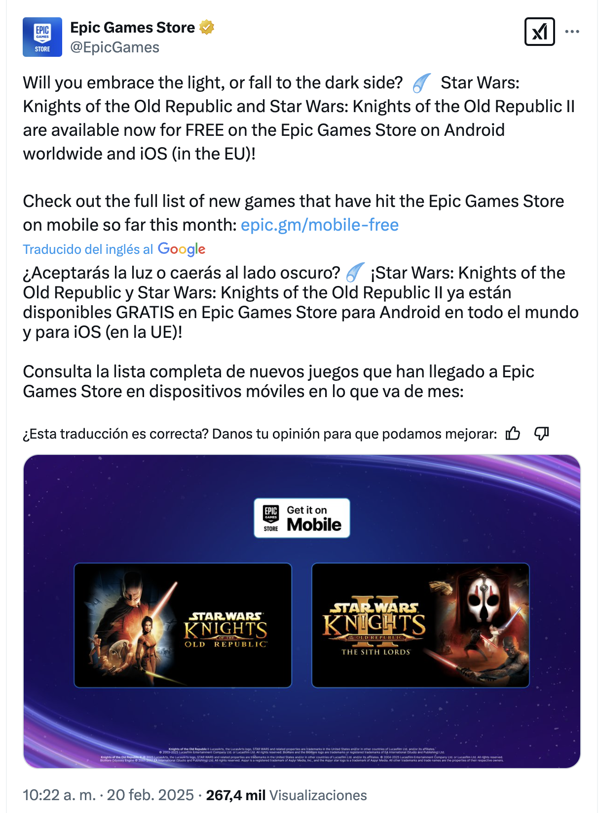 Epic Games pone gratis dos juegos de Star Wars ¿Dónde descargarlos?