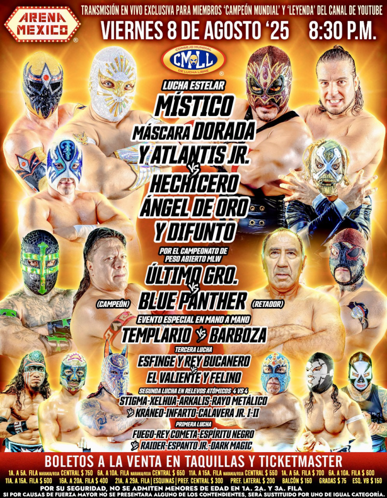 Viernes Espectacular del CMLL: Místico, Máscara Dorada y Atlantis Jr ...