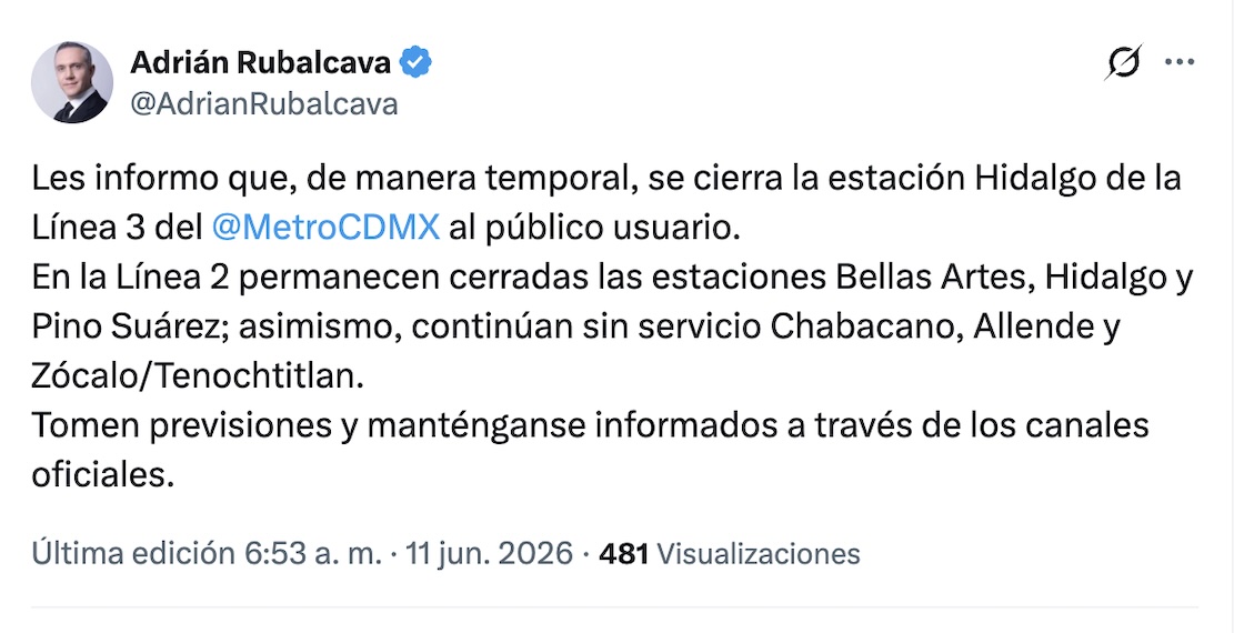 Cierre de estaciones de las líneas 2 y 3 del Metro de CDMX